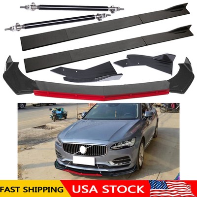 For Volvo S40 S60 S80 Front Bumper Lip Spoiler Splitters+Side Skirt ...