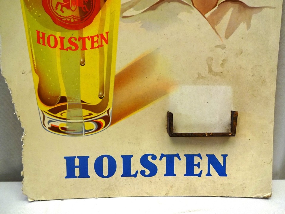 Vintage Sign Cardboard Holsten Beer Germany Beer Glass With Lady ...