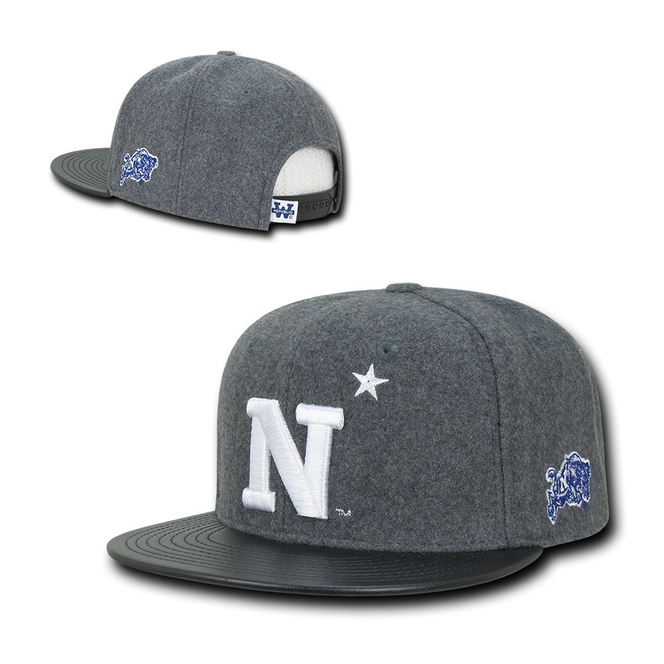 NCAA United States Naval Academy Melton Vinyl Snapback Baseball Caps ...