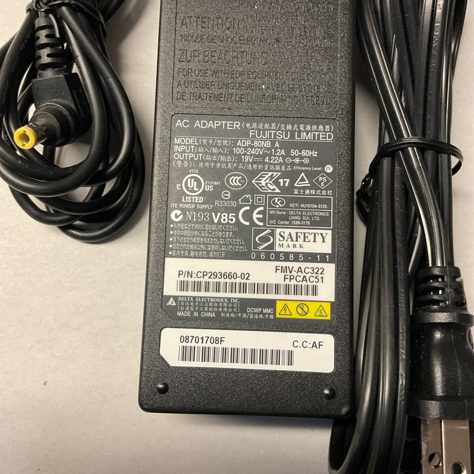 LOF OF 4 Genuine Fujitsu 80W AC Adapter 19V 4.22A Power Supply / ADP ...
