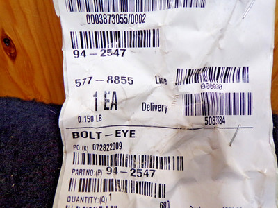 Toro Wheel Horse Part # 94-2547 Eye Bolt Lawn Boy NOS OEM Tractor B12 ...