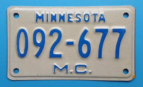 🐾 1976 MINNESOTA "MOTORCYCLE" LICENSE PLATE (092-677) NEW/UNUSED | eBay