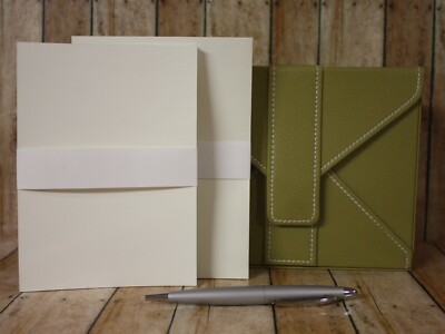 Bath Body Works Stationery Gift Box Green 20 Cards Envelopes Ivory Pen ...