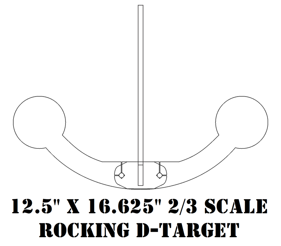 12.5x16.625 3/8" AR500 2/3 Scale Steel Shooting D-Target w/ Rocking ...