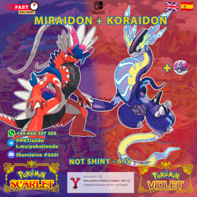 MIRAIDON & KORAIDON SET 🍊 Pokemon Scarlet Escarlata Violet Purpura 🍇 6 ...