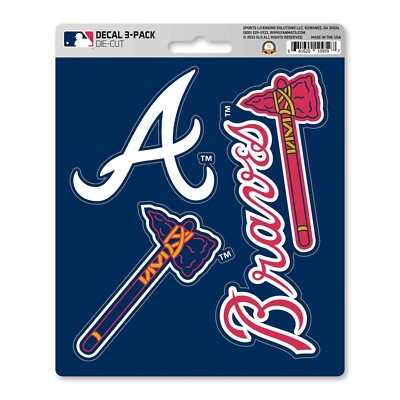 Atlanta Braves MLB Vinyl Die-Cut Decal Sticker Set / 3 Pack *Free ...