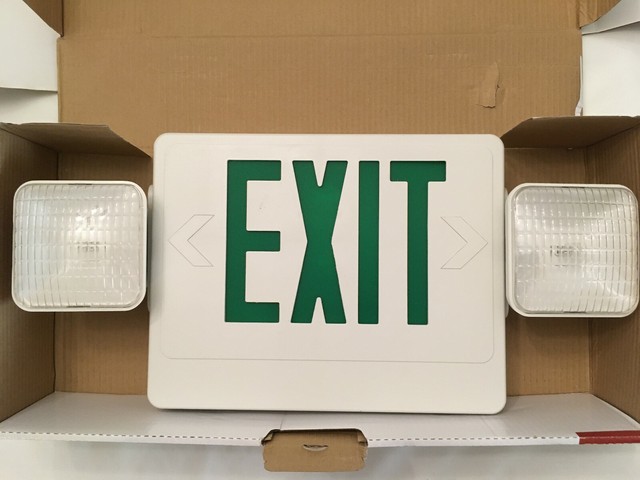 Juno NAVILITE NXPC3GWH Dual Combo Emergency Exit Sign LED Green Light ...
