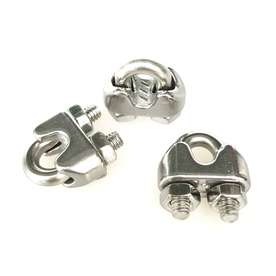 20PCS M3 Stainless Steel Wire Rope Cable Clip Clamp 1/8 Inch Heavy Duty ...