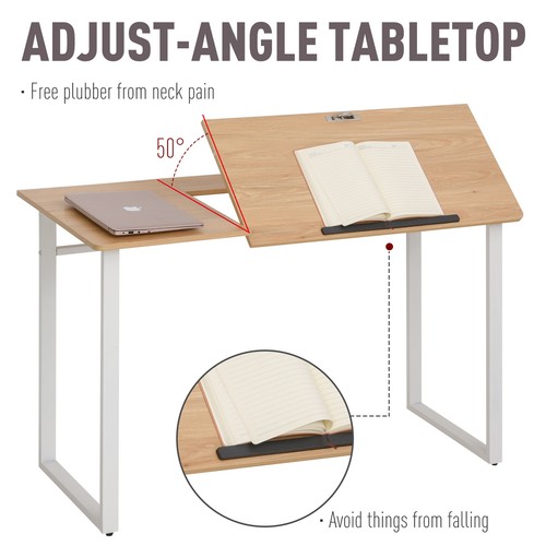 Computer Table w/ Small Adjustable Angle Tabletop Home Office Desk Oak ...