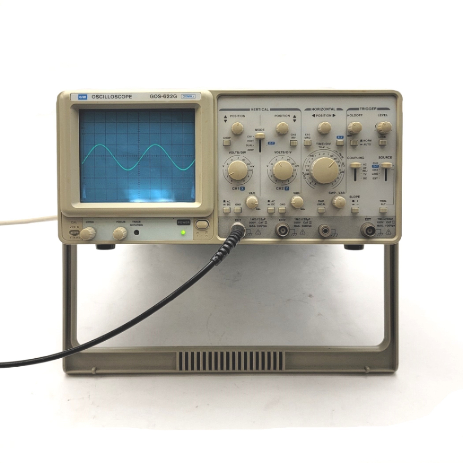 GW Instek GOS-622G Dual Channel Analog Oscilloscope 20MHz Bandwidth 115 ...
