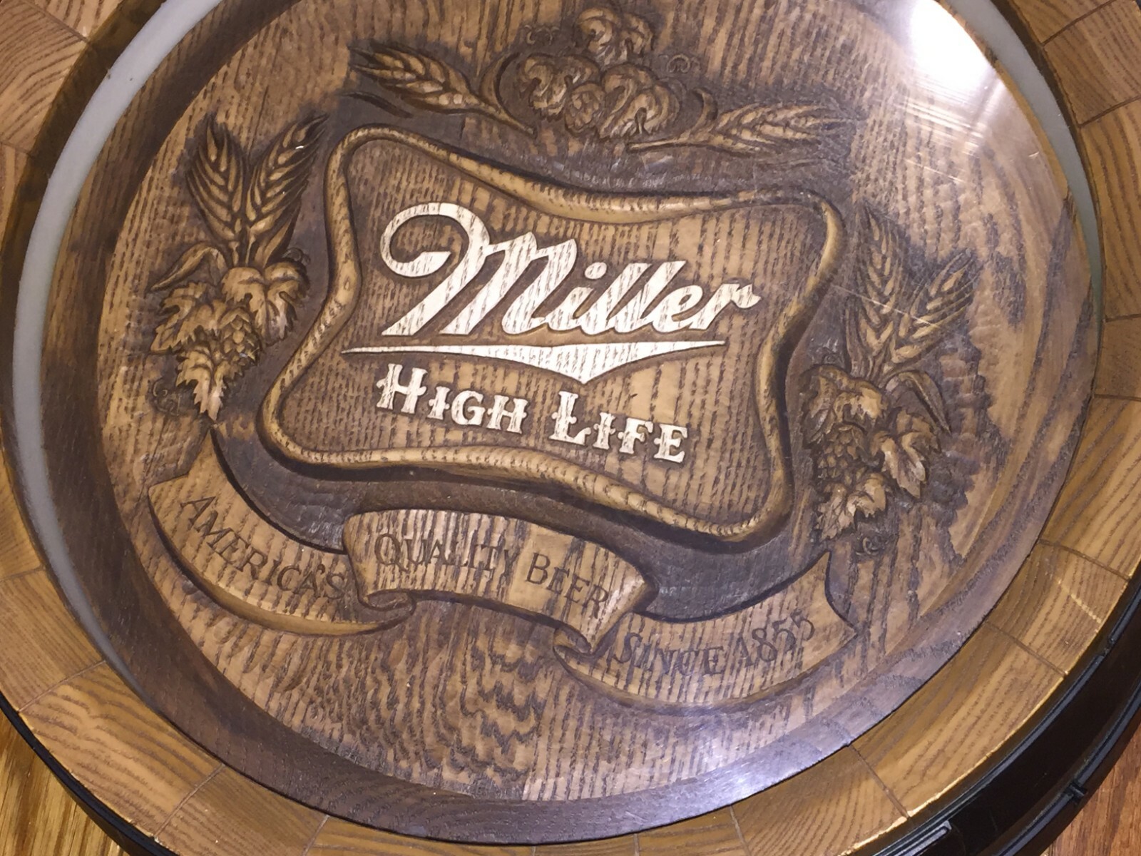 VINTAGE 1984 MILLER BREWING CO. ILLUMINATED BARRELHEAD LIT ROUND SIGN ...