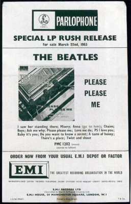 THE BEATLES 'Please Please Me' LP Promo Flyer / Handbill 22 March 1963 ...
