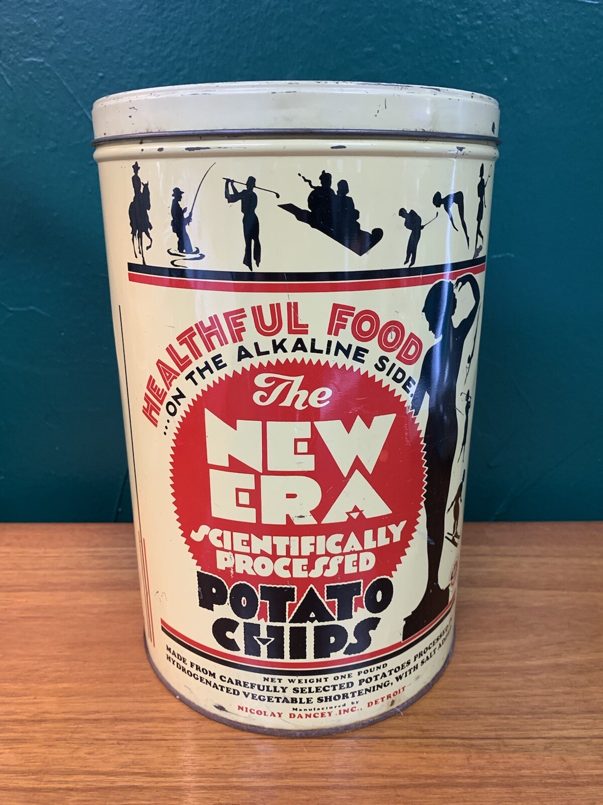 Antique Vintage NEW ERA Potato CHIPS Potato Chip Tin Can Advertising ...