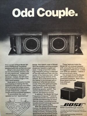 1977 Bose Stereo Speakers PRINT AD Model 301 Vintage WALL ART DECOR | eBay