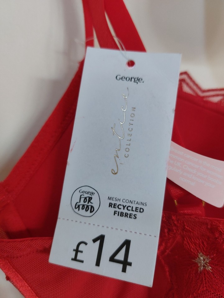 George Ladies Size 32DD Entice Collection Red Star Embroidered T-Shirt ...