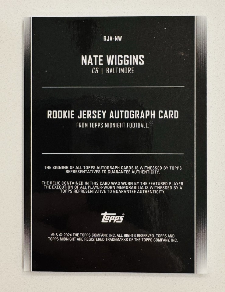 2024 Topps Midnight RJA-NW Nate Wiggins RC Rookie Patch Auto #d /35 | eBay