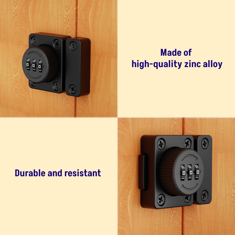 Zinc Alloy Keyless Combination Lock for Cabinet Doors Mechanical 3 ...