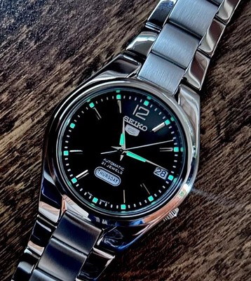 SEIKO 5 SNK623 Automatik Uhr Herren Schwarz Edelstahl NEU | eBay