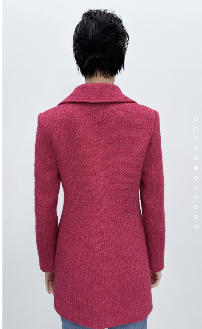 Zara Fuchsia Pink Textured Coat with Rhinestone Jewelled Buttons S UK10 ...