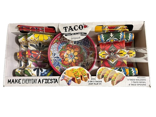 Taco Gift Set Festive 9 Piece Dishwasher Safe Kit 4 Holders 1 Bowl 4 ...