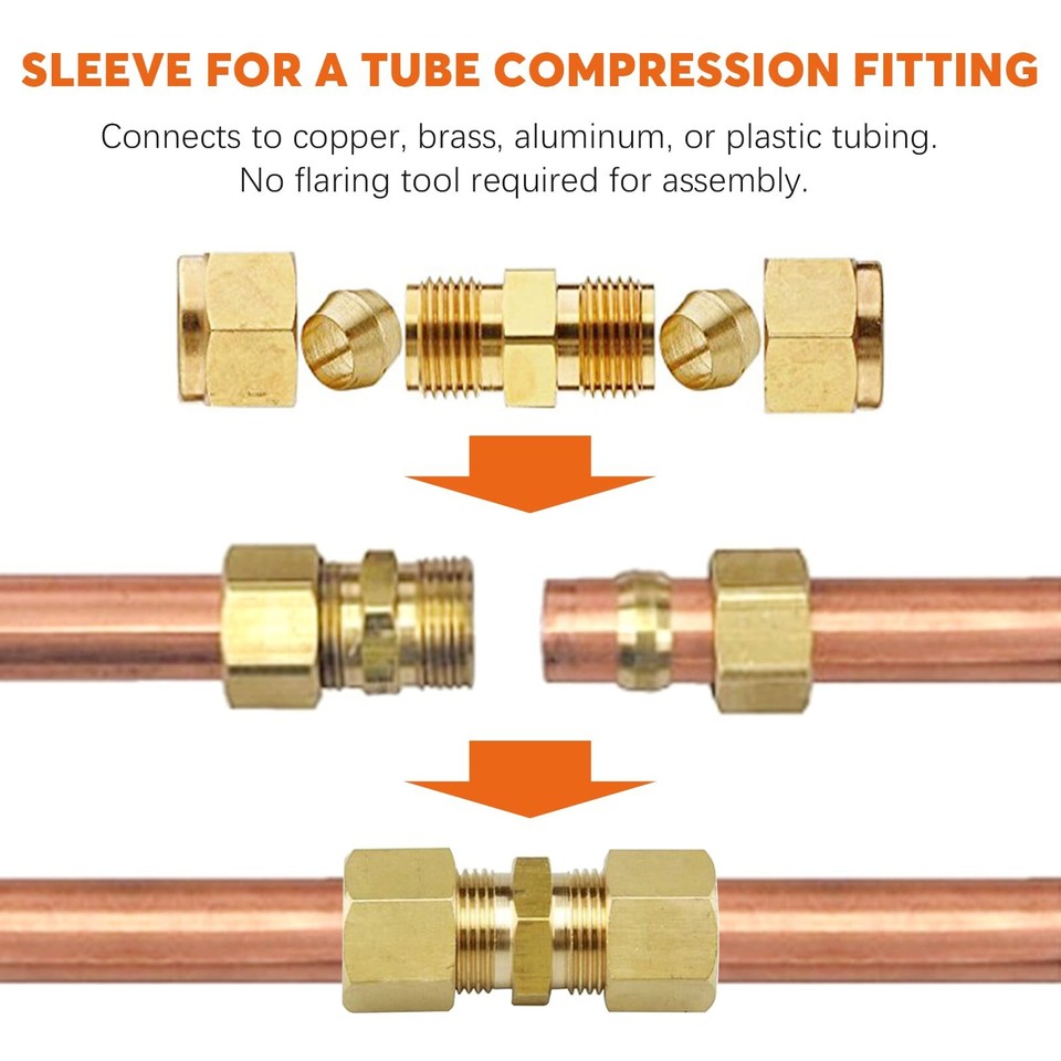 Rustark 180Pcs 3/16" 1/4" 5/16" Brass Compression Fitting Sleeves ...