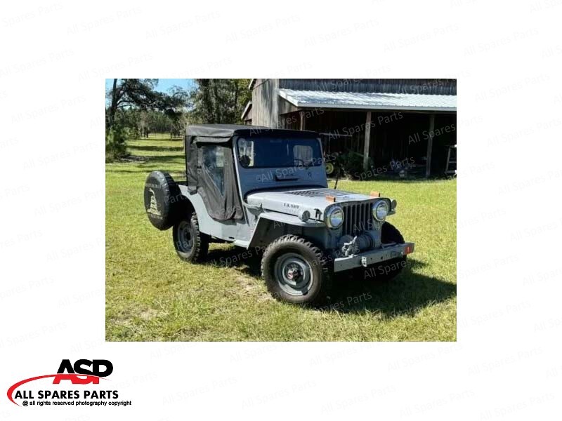 Canvas Half Cabin Soft Top with Frame & Door Frame For Willys Jeep CJ2A ...