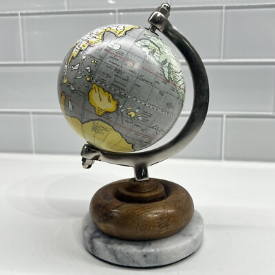 Small Desktop Globe Decoration Marble and Wood Base | eBay
