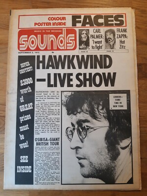 Sounds music newspaper September 2nd 1972 John Lennon cover faces ...