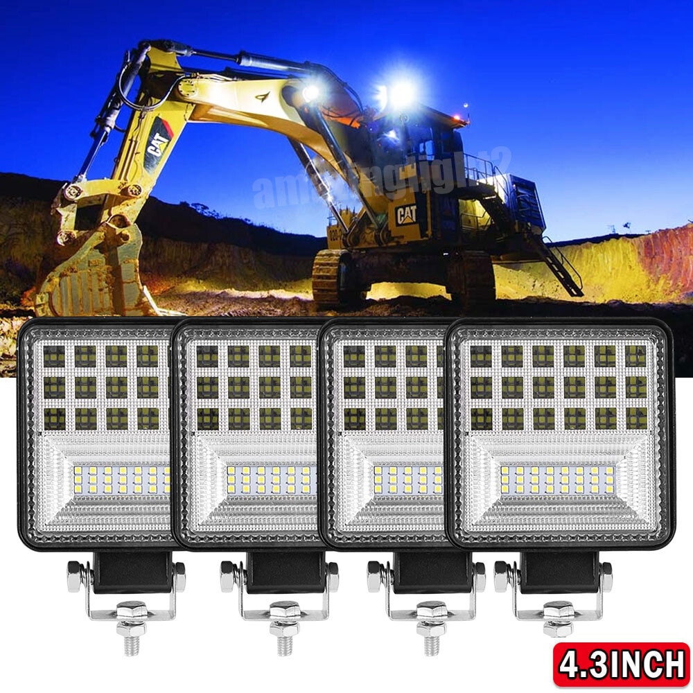 4pcs Led Headlamp Flood Beam Work Lights For Case,Gehl,Caterpillar ...