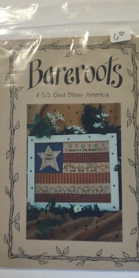 Bareroots #53 God Bless America Embroidery Pattern Finish 9.5" x 8" VTG ...