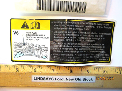 GENUINE OEM FORD 2001/2004 MUSTANG "DECAL" VENT PLUG WARNING, YU5Z ...