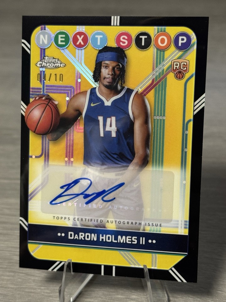 🔥🏀DARON HOLMES II 2024-25 Topps Chrome Next Stop Black Auto SSP RC /10 ...