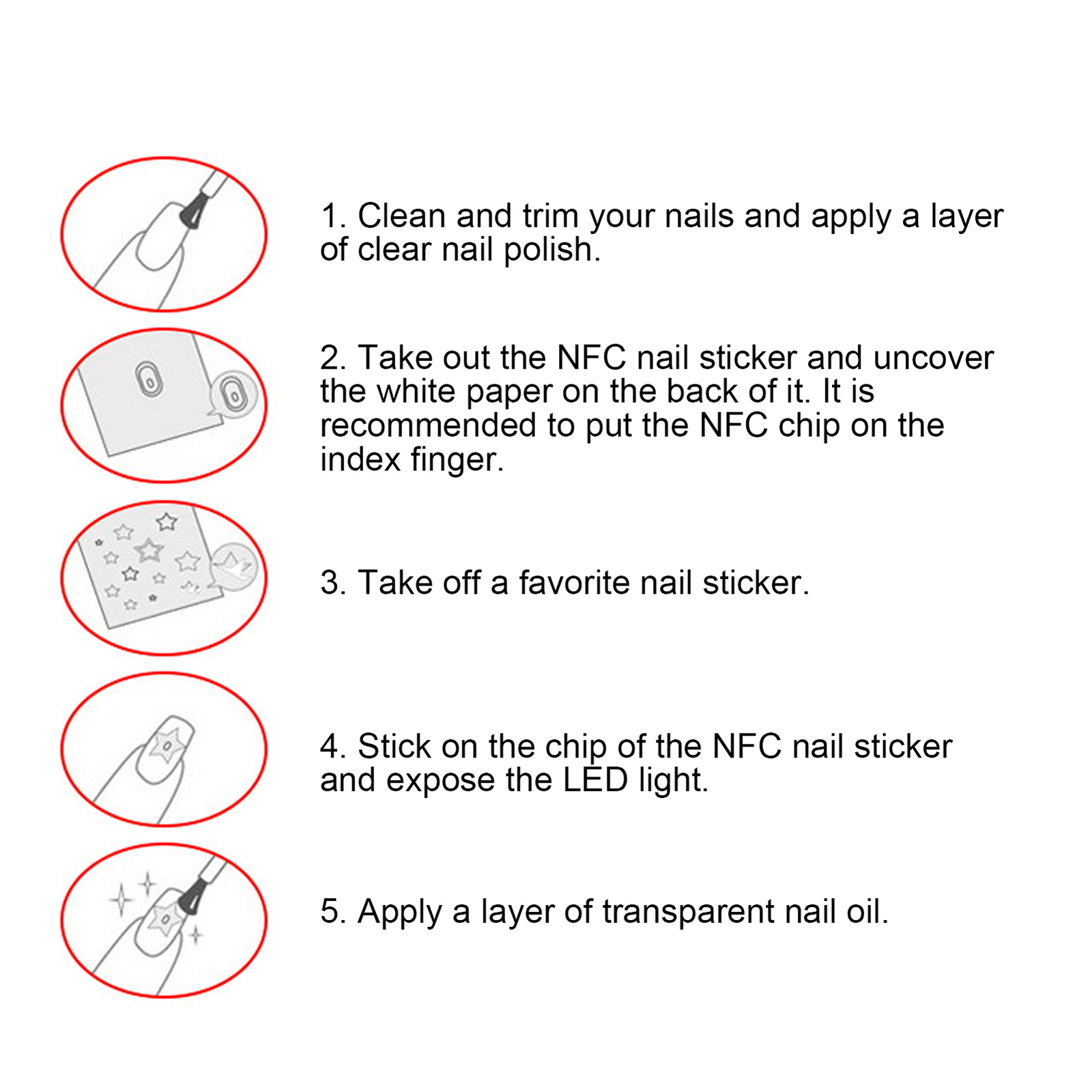7x NFC Lighting Nail Art Stickers Different Colors Self Adhesive ZOK | eBay