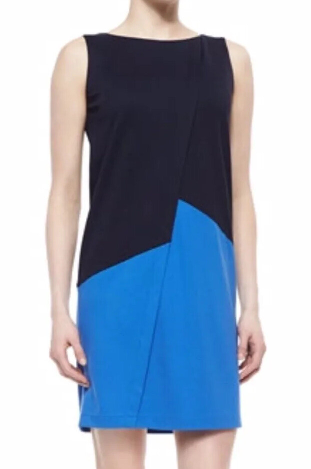 LAFAYETTE 148 || Womens Blue Asymmetrical Color Block Knit Dress ...