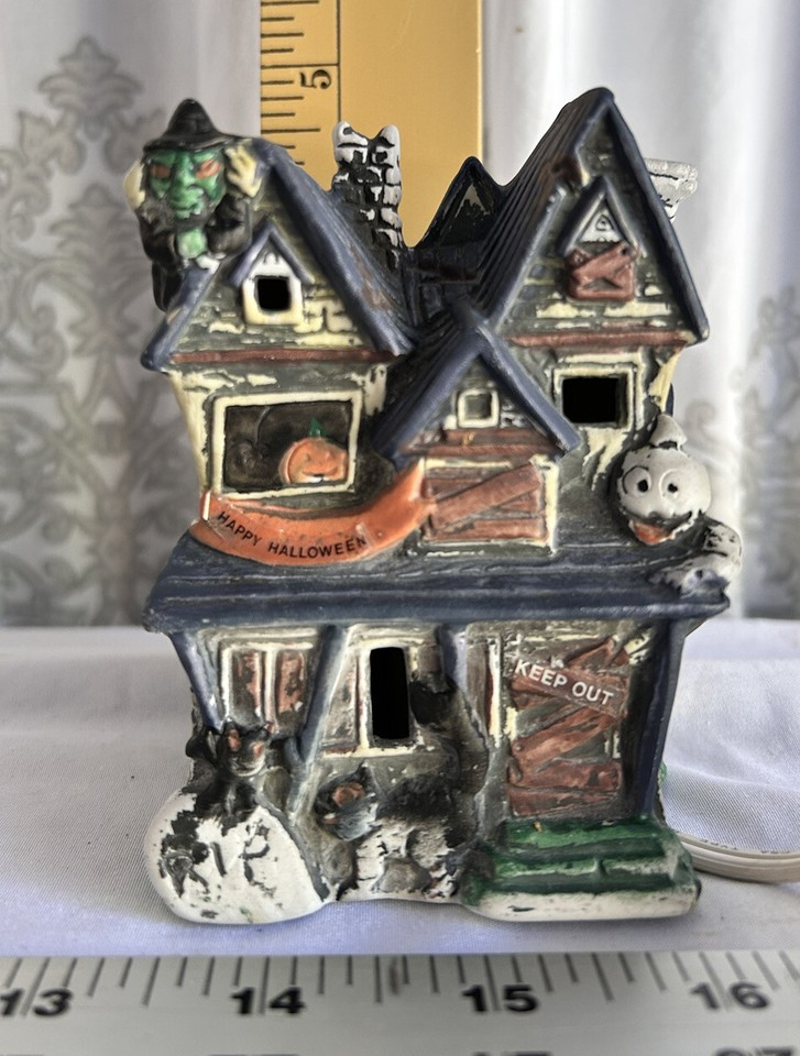 Enesco Lighted Happy Halloween Figurine Haunted House | eBay
