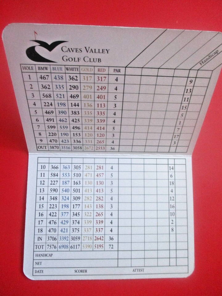 vtg - Golf Scorecard - CAVES VALLEY GOLF CLUB gc - Owings Mills MD | eBay