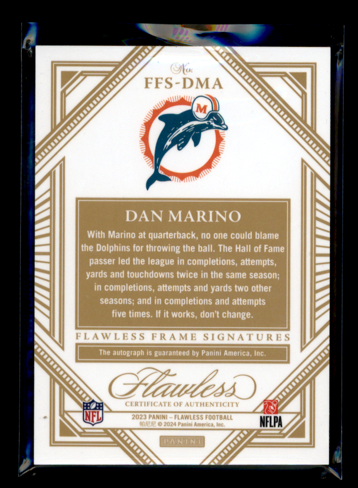 2023 Panini Flawless FFS-DMA Dan Marino Frame Auto 13/25 Miami Dolphins ...
