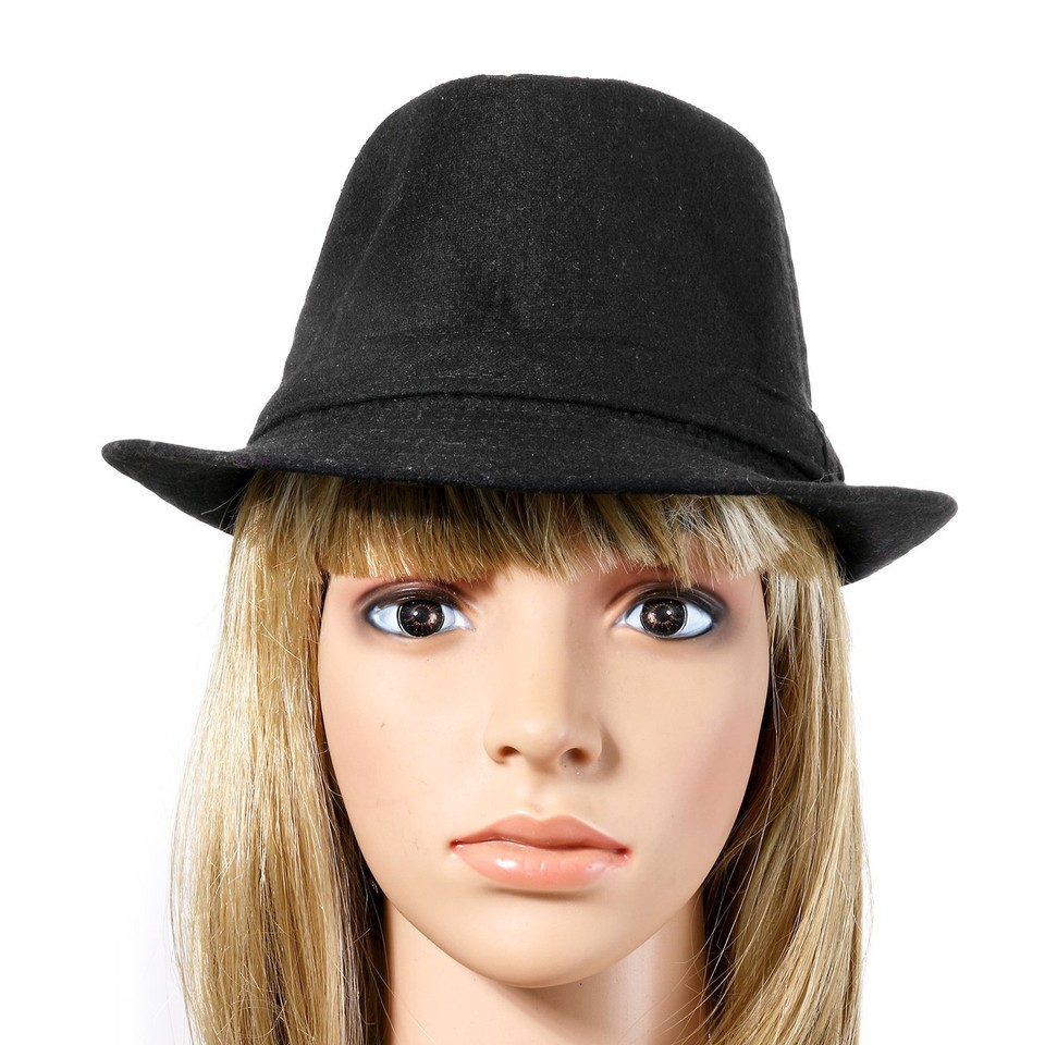 Men's Women's Classic Thick Short Brim Manhattan Gangster Trilby Cap ...