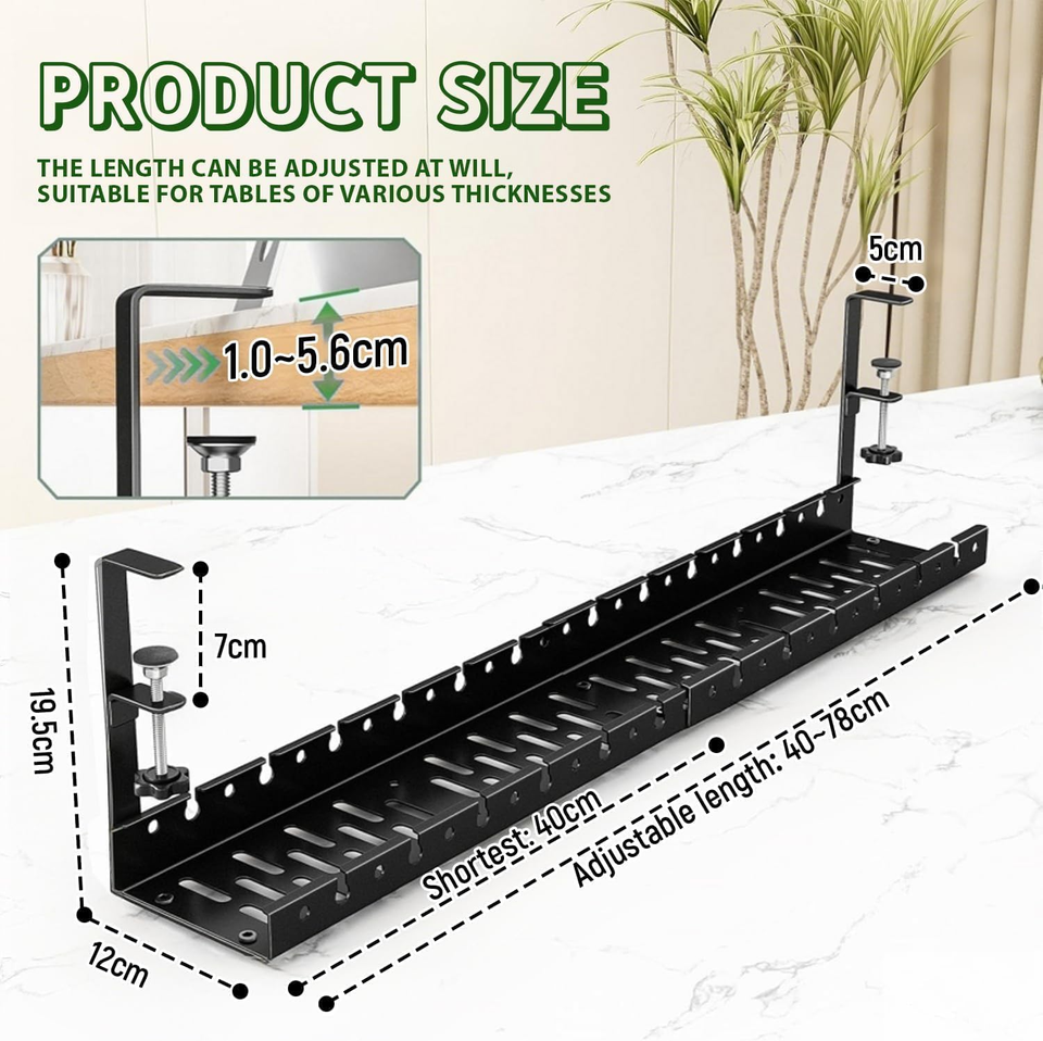 No Drill under Desk Cable Management Tray with Secure Clamp ...