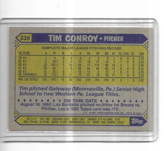 1987 Topps #338 Tim Conroy St. Louis Cardinals | eBay