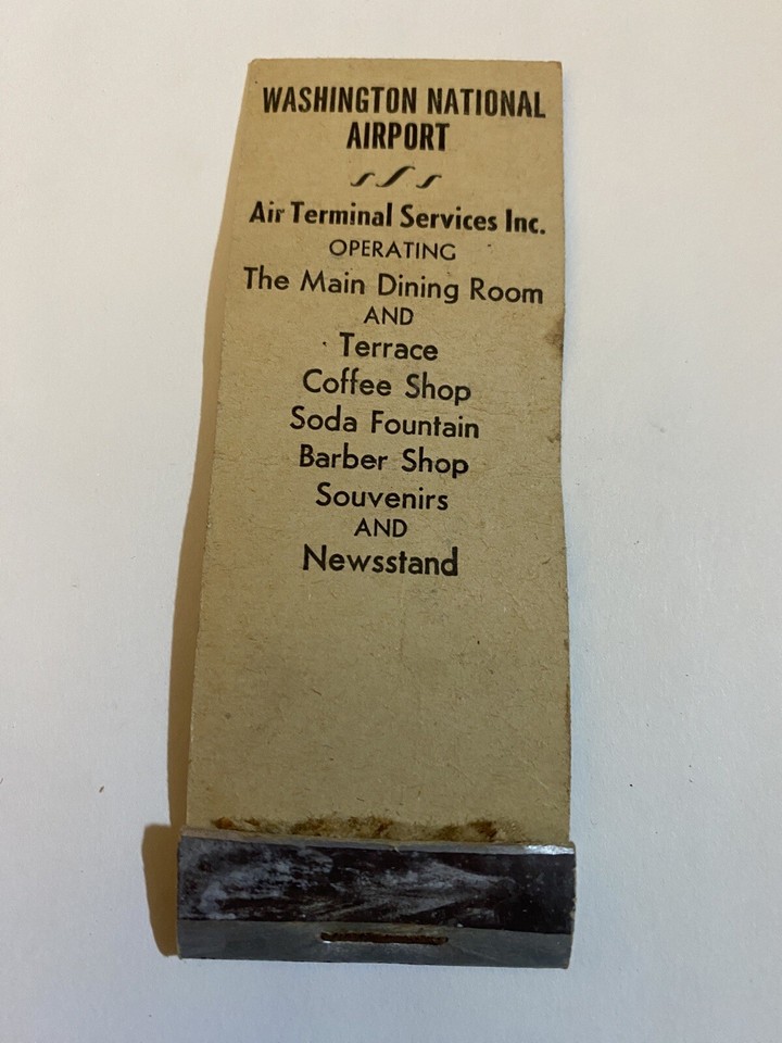 Vintage Matchbook ATS Washington National Airport Air Terminal Services ...