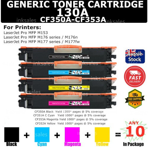 10 Any Generic Toner 130A CF350A - CF353A BK/C/M/Y For HP MFP M153 M176 M176n | eBay Australia