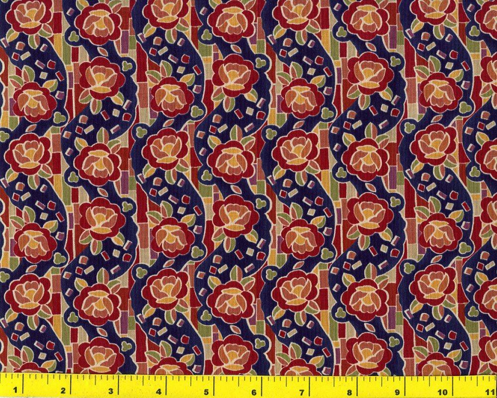 Folk Art Roses Flowers on Navy Blue By The Yard CFLBLU03125 | eBay