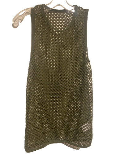 Jogal Men's Olive Green Open Fishnet Sleeveless Muscle Tank Top Size ...