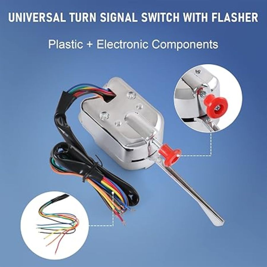 New Chrome 12V Universal Street Hot Rod Turn Signal Switch with Flasher ...