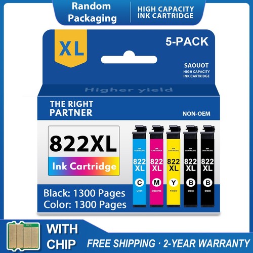 5PK 822XL T882XL Ink Cartridge For Epson WorkForce Pro WF-3820 WF-4834 ...