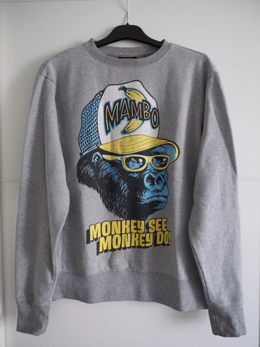 Mambo Monkey See Monkey Do Grey Sweatshirt Top Jumper Size Large L | eBay