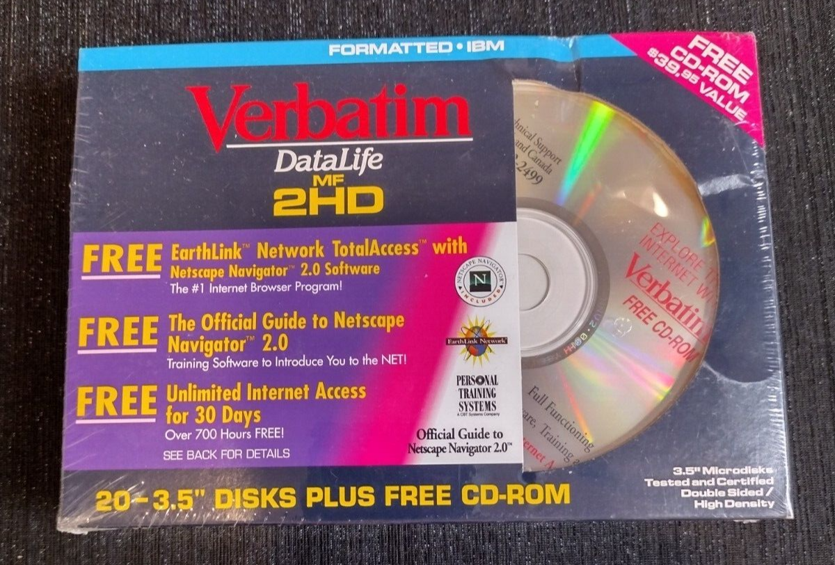 New, Sealed, Verbatim, Datalife, MF 2HD, 3.5” Disks, Pack Of 20, W/Free ...