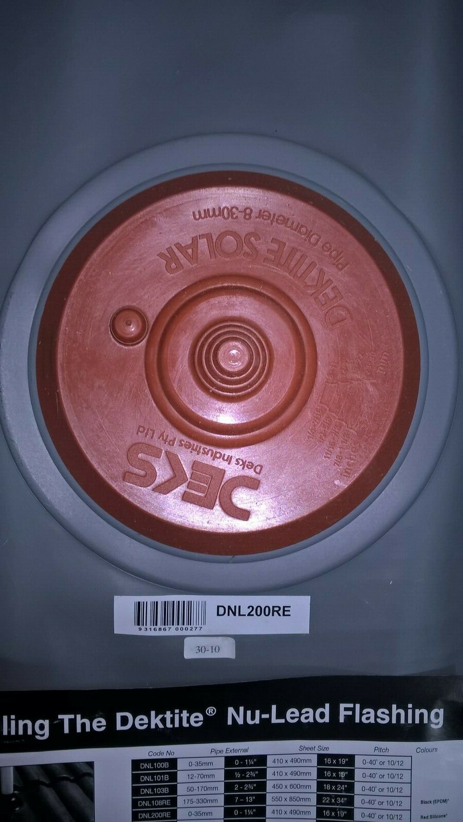 DEKS Dectite nu-lead Solardek DNL200RE Solar Flashing 0mm-35mm Diameter ...