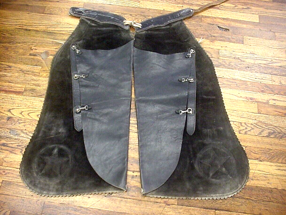 Fancy Old Leather Batwing Cowboy Chaps Western Mark CC STARR OAKLAND ...